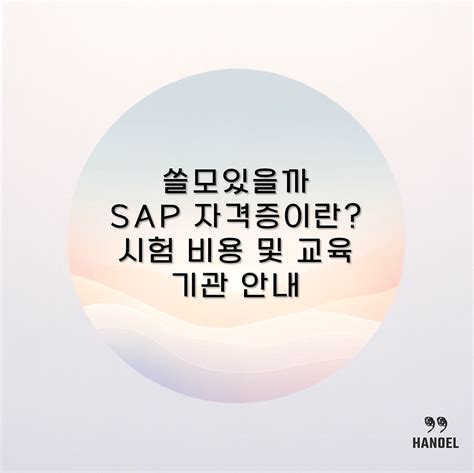 쓸모있을까 Sap 자격증이란 시험 비용 및 교육 기관 안내