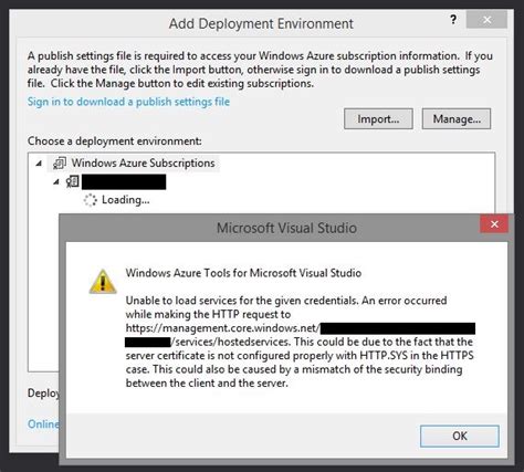 Windows Azure Mismatch Of The Security Binding Between The Client And The Server Stack Overflow