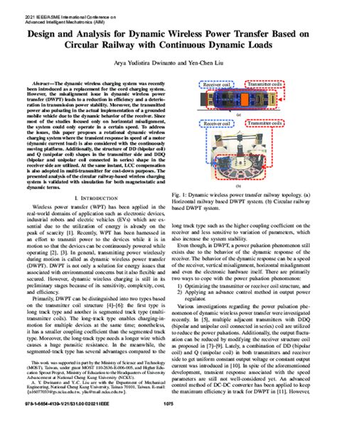 Pdf Design And Analysis For Dynamic Wireless Power Transfer Based On Circular Railway With