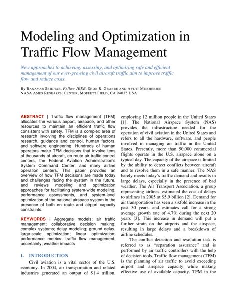 PDF Modeling And Optimization In Traffic Flow Management