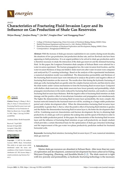 Pdf Characteristics Of Fracturing Fluid Invasion Layer And Its Influence On Gas Production Of