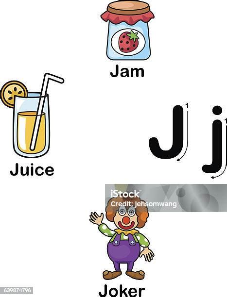 알파벳 편지 J 잼 주스 조커 일러스트 공부에 대한 스톡 벡터 아트 및 기타 이미지 공부 교육 귀여운 Istock