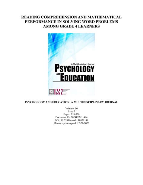 Pdf Reading Comprehension And Mathematical Performance In Solving