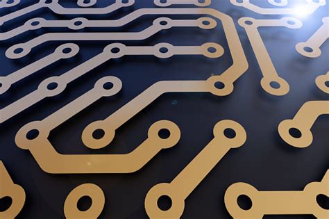 어두운 배경에 전자 회로 기판의 클로즈업 3d 일러스트레이션 0명에 대한 스톡 사진 및 기타 이미지 0명 3차원 형태 Cpu Istock