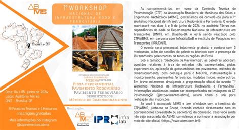 Divulgando 1º Workshop Nacional De Infraestrutura Rodo E Ferroviária