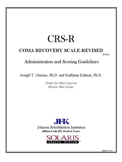 Coma Recovery Scale Revised Crs R Pdf Pdf Coma Finger