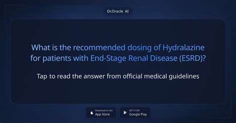 What Is The Recommended Dosing Of Hydralazine For Patients With End Stage Renal Disease Esrd