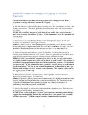 ANSWERS To Inductive Arguments Pdf ANSWERS To Exercise Strength And Cogency In Inductive
