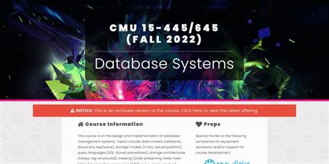 Dive Into Database Systems With Cmus Comprehensive Course 🌐 Dev