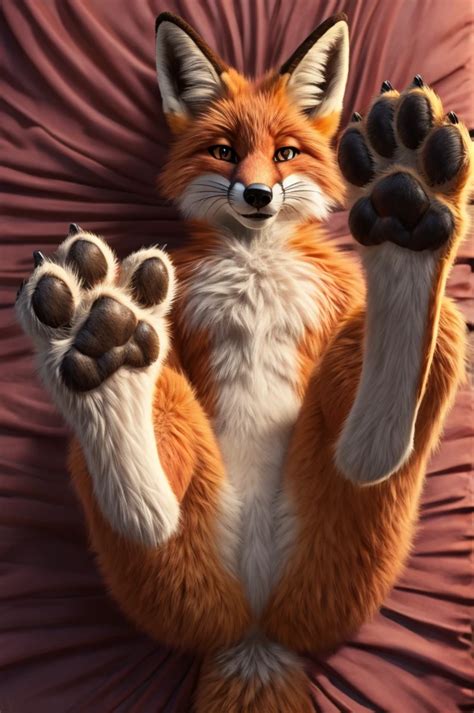 A Pair Of Furry Paw Feet With Their Feet In The Air Furry Anthro Paw