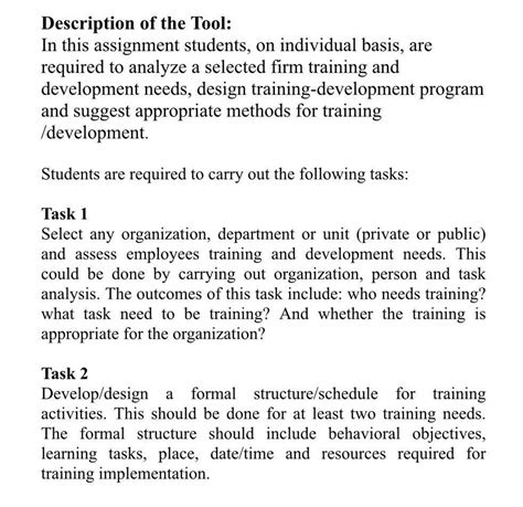 Solved Description Of The Tool In This Assignment Students