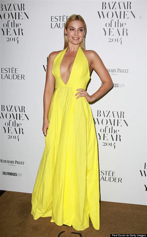 Margot Robbie Shines In Canary Yellow Dress At Harpers Bazaar Women Of