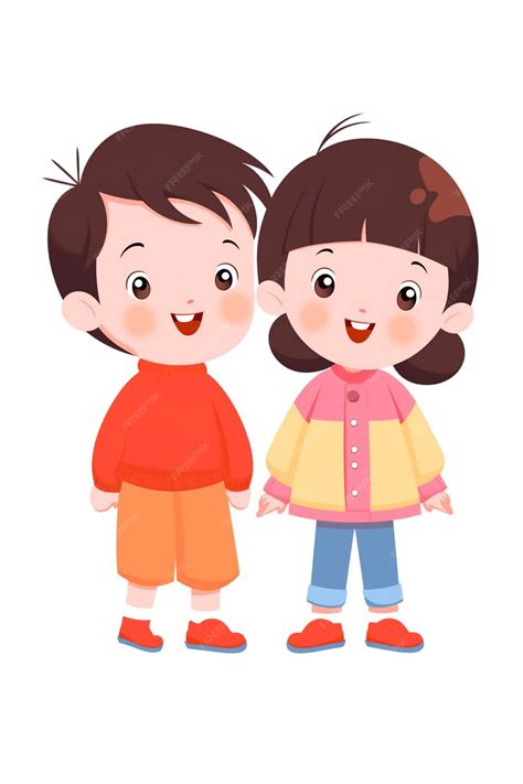 Мультфильм о двух детях стоящих рядом друг с другом генеративный искусственный интеллект