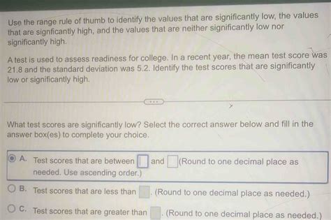 Solved Use The Range Rule Of Thumb To Identify The Values That Are