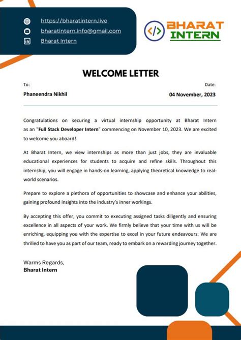 Phaneendra Nikhil On Linkedin Bharatintern Webdevelopment Celebratesuccess