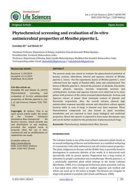 Pdf Phytochemical Screening And Evaluation Of In Vitro Antimicrobial