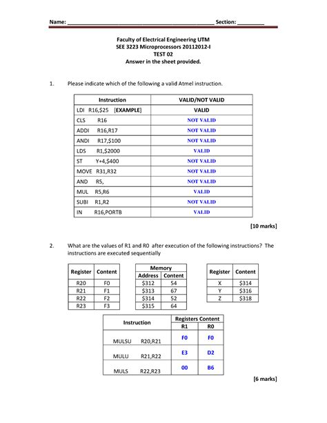Test Ii Semester I 1112microprocessor Name