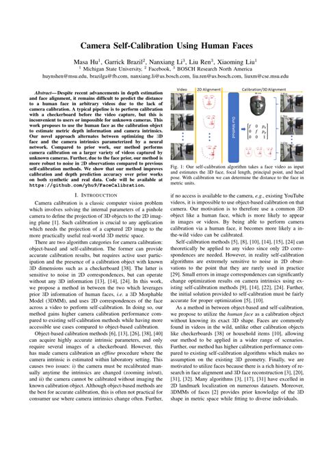 Pdf Camera Self Calibration Using Human Faces