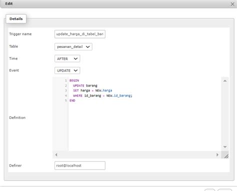 Trigger Mysql Untuk Mengelola Stok Dan Harga Pesanan