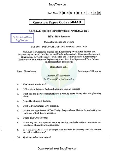 Ccs366 Software Testing And Automation Apr May 2024 Question Paper