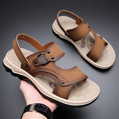 Jual 8201 Sandal Pria Kulit Outdoor Keren Nyaman Anti Slip Tahan Aus Sandal Laki Laki Kekinian