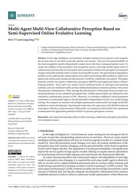 PDF Multi Agent Multi View Collaborative Perception Based On Semi Supervised Online Evolutive