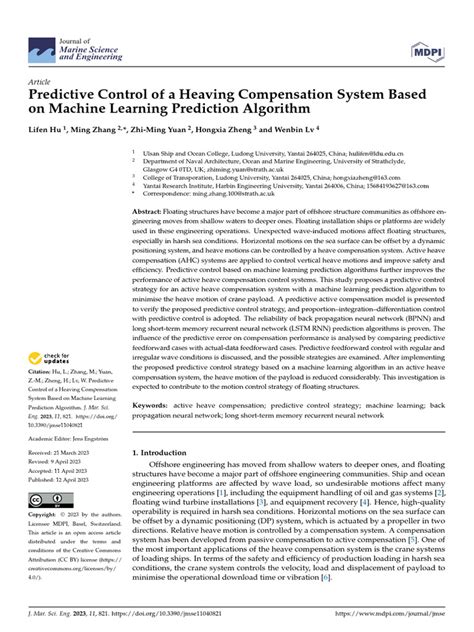 Hu Etal Jmse 2023 Predictive Control Of A Heaving Compensation System Based On Machine Learning