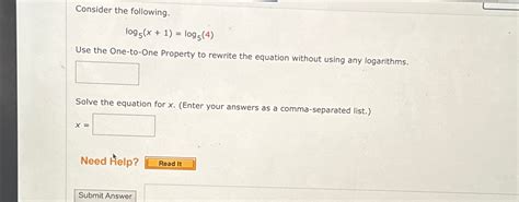 solved consider the following log5 x 1 log5 4 use the