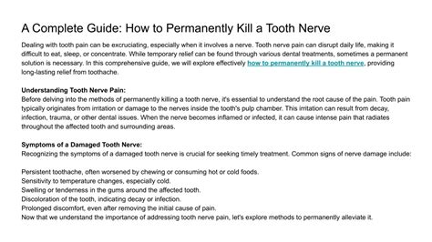 Ppt How To Permanently Kill A Tooth Nerve Powerpoint Presentation