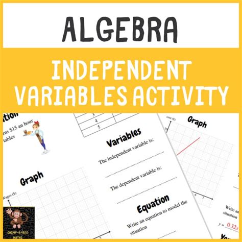Equations And Expressions Independent And Dependent Variables Activity