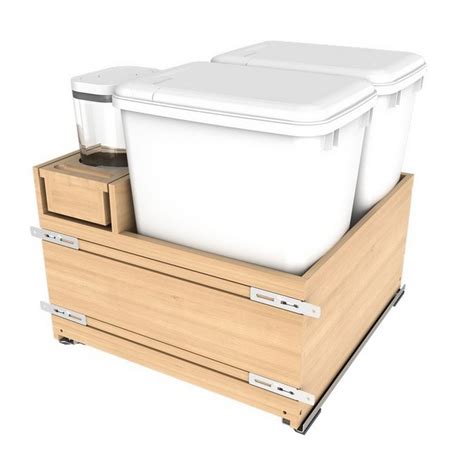 REV A SHELF INC Double 35 Quart Bottom Mount Waste Container With OXO Storage Rev A Shelf 4WCOX