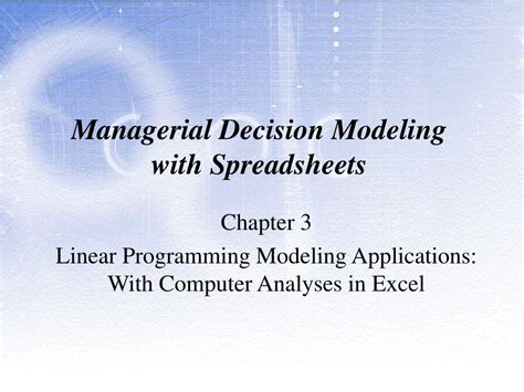 managerial decision modeling with spreadsheets regarding ppt managerial