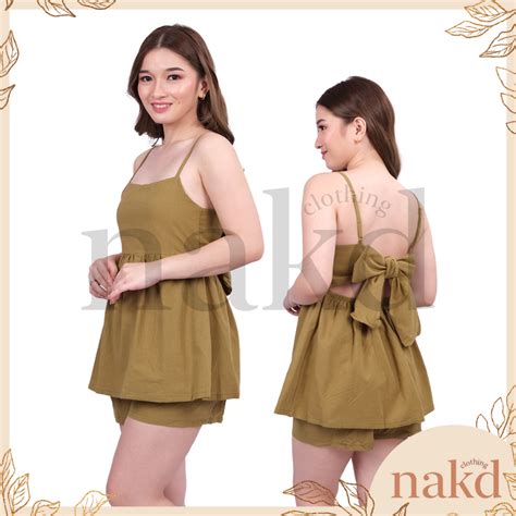 Nakd Fashion Sammie Sexy Peplum Ribbon Back Casual Daily Terno Shorts