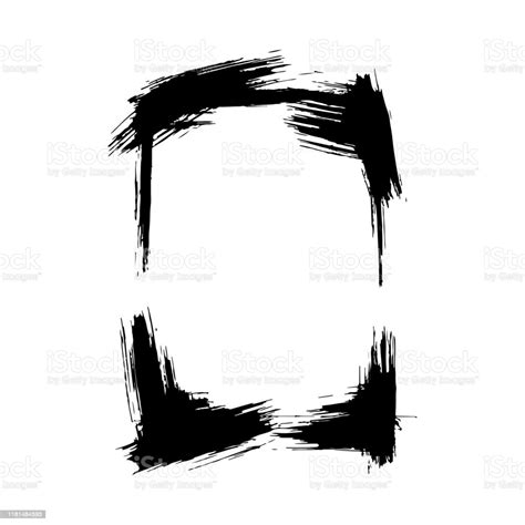 벡터 드라이 브러시 프레임입니다 손으로 그린 예술적인 프레임 흑백 잉크 아트가 새겨져 있습니다 프레임 테두리 장식 광장입니다