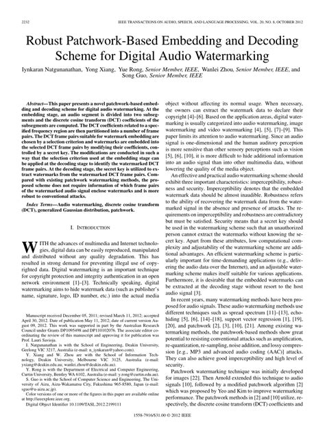 Pdf Robust Patchwork Based Embedding And Decoding Scheme For Digital
