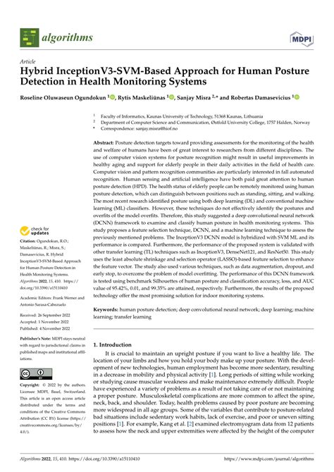 Pdf Hybrid Inceptionv3 Svm Based Approach For Human Posture Detection In Health Monitoring Systems