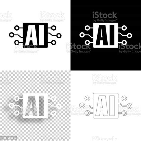 인공 지능 Ai 및 회로 기판 디자인 아이콘입니다 빈 흰색 및 검은색 배경 선 아이콘 Cpu에 대한 스톡 벡터 아트 및 기타 이미지 Istock