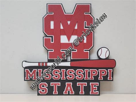 Mississippi State Baseball Wall Or Desk Display Free 3d Print Model