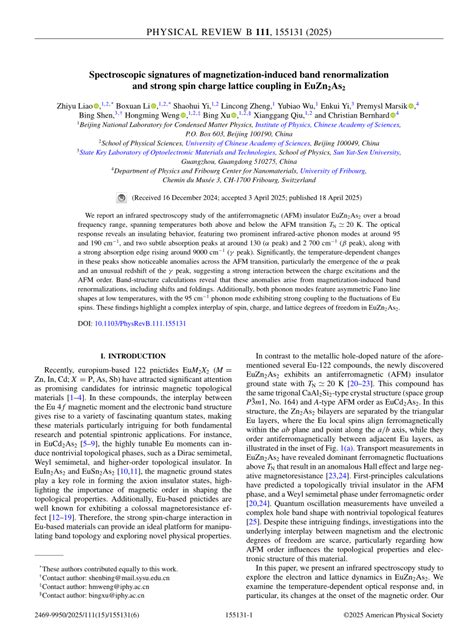 Pdf Spectroscopic Signatures Of Magnetization Induced Band Renormalization And Strong Spin