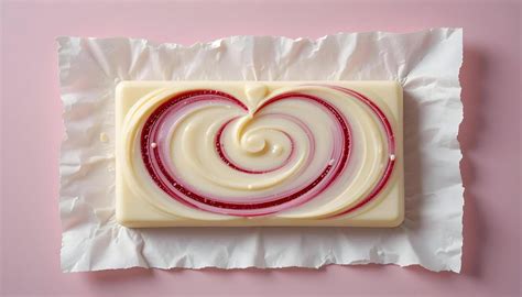 White Chocolate Bar With Pink Swirls On Crinkled Paper 63105167 Stock