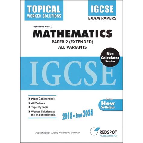 Redspot Publishing Igcse Mathematics 0580 P2 Extended Topical Non