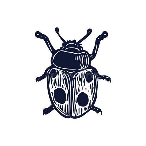 Handmade Blockprint Bug Vector Motif Clipart Stock Illustrations 9