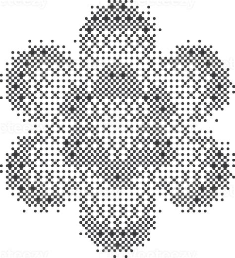 Pixel Pattern Shape Textured Flower With Bitmap Y2k Dither Gradient