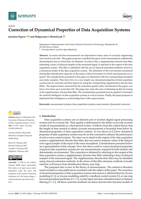 Pdf Correction Of Dynamical Properties Of Data Acquisition Systems