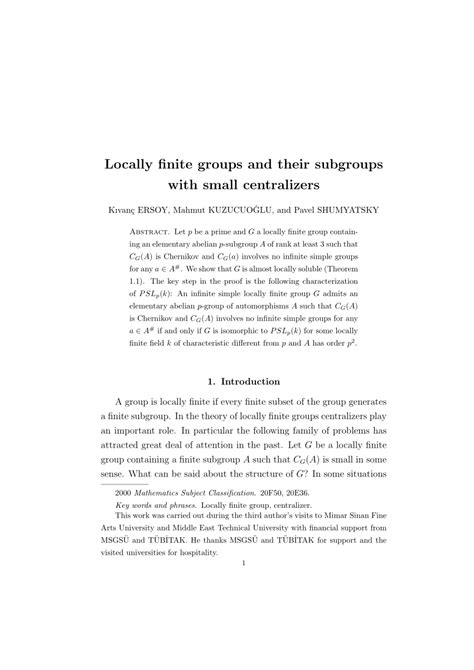 Pdf Locally Finite Groups And Their Subgroups With Small Centralizers