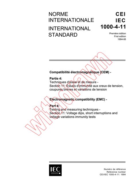 Iec 61000 4 11 1994 Electromagnetic Compatibility Emc Part 4 Testing And Measuring Techniques