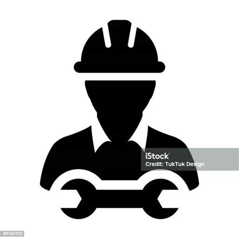 작업자 아이콘 벡터 서비스 사람 프로필 아바타 렌치 도구 공장 유지 보수 및 문양 그림 기호에 하드 모자와 기계 작업에 대 한 건설 산업에 대한 스톡 벡터 아트 및 기타