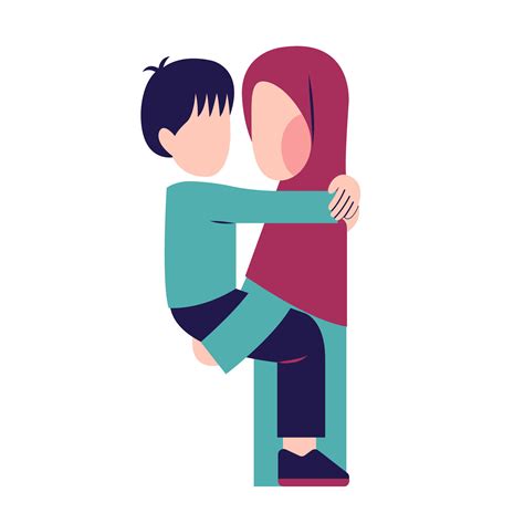 Muslim Mother With Son Character Vector Art At Vecteezy