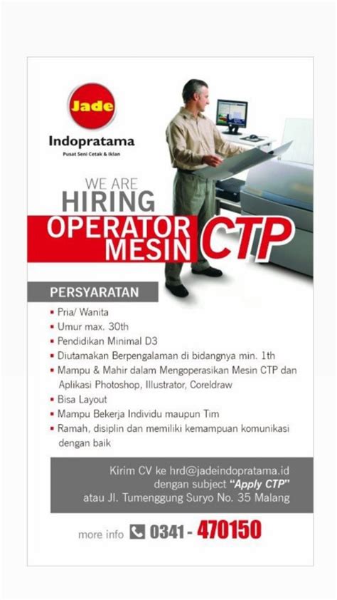 Deskprint Operator Mesin Ctp Jade Indo Pratama Ika Um
