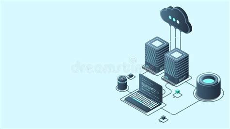 Cloud Technology Computing Animation Modern Cloud Technology Data Center Isometric Concept
